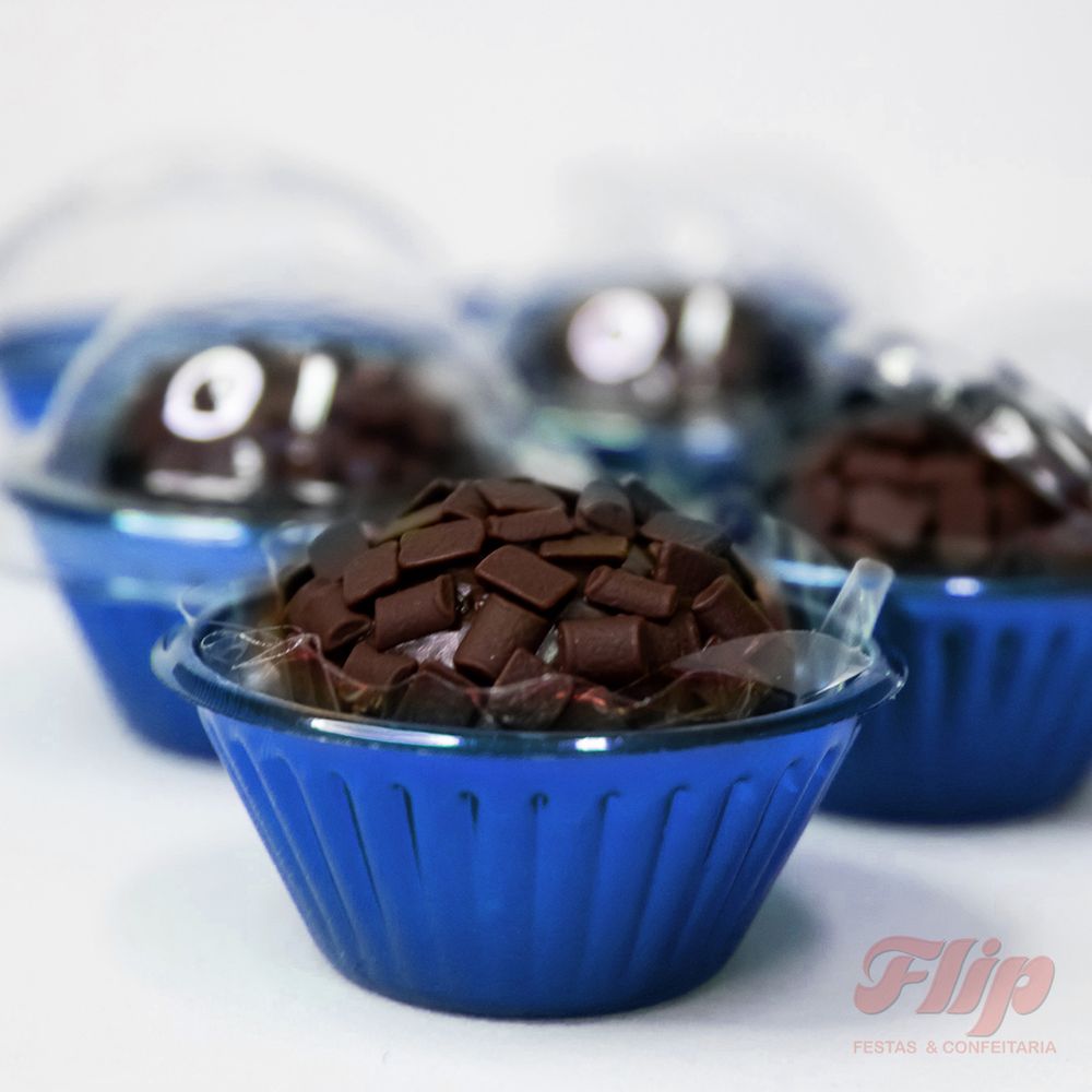 Candy Cup Azul Metalizado Com Tampa Transparente Com 24un - FLIP ...
